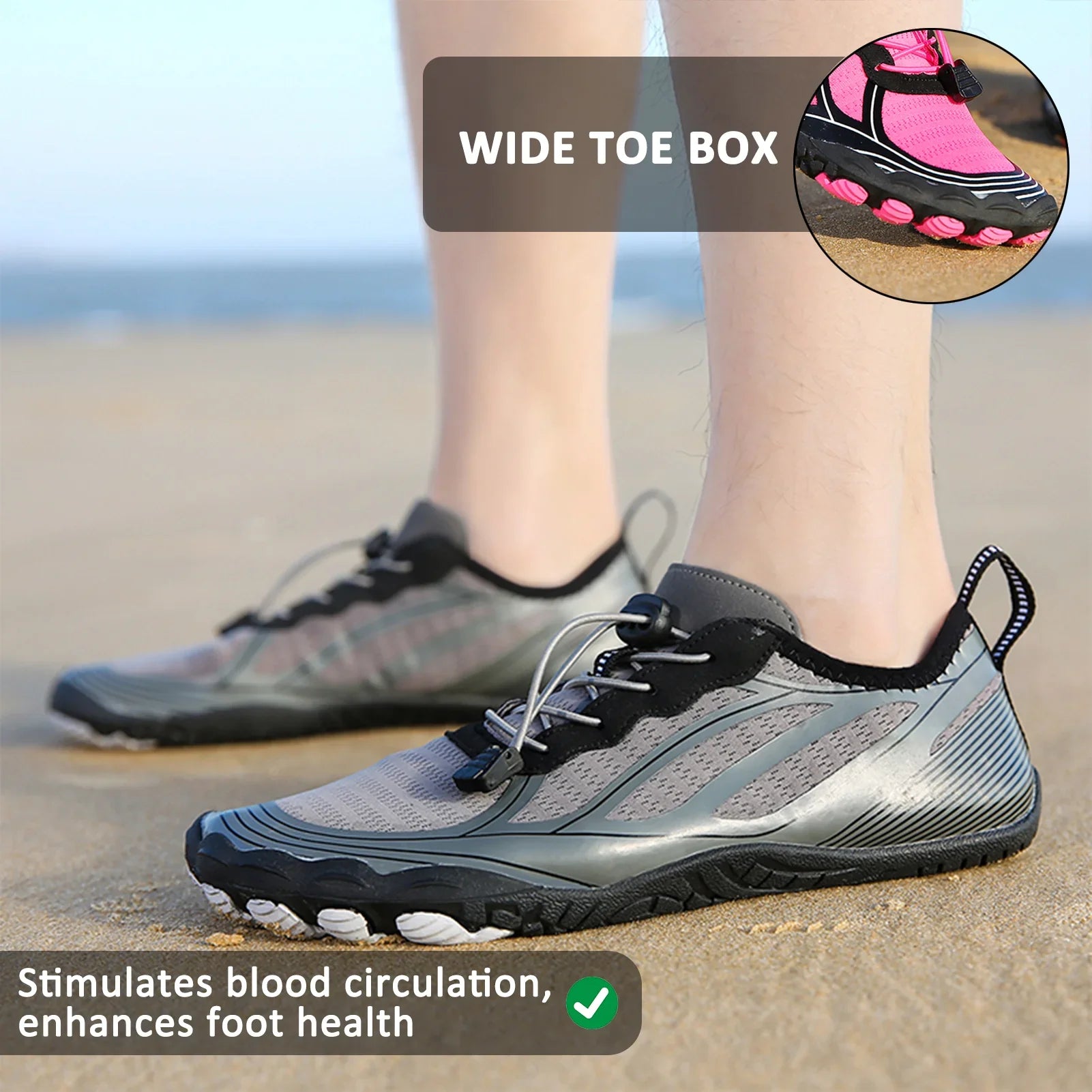 Quick-drying Barefoot Shoes Lightweight Adjustable Velcro Closure Hiki ...