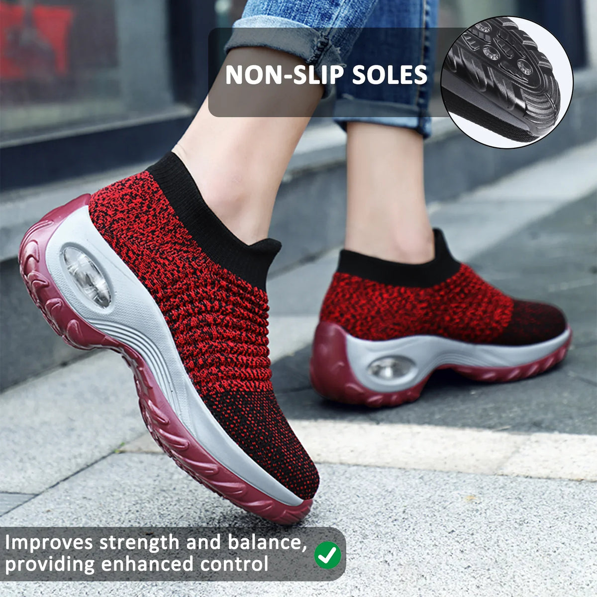 Women Flying Woven Knit Sports Slip-on Casual Shoes – Kaegreel.com