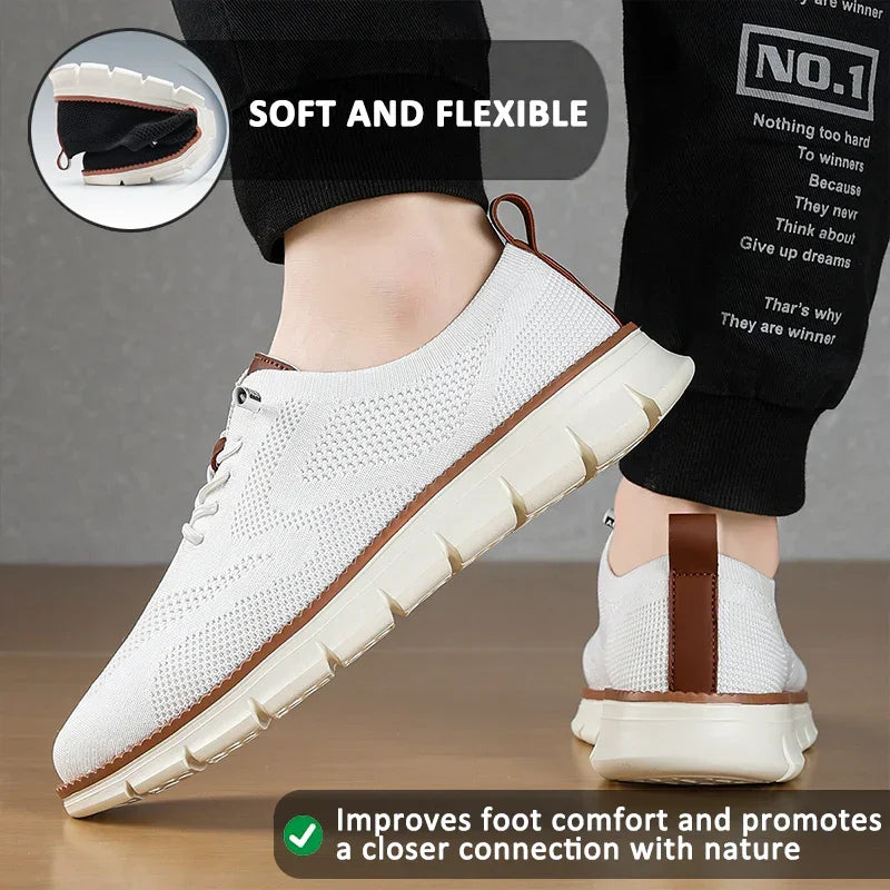 Men's Lightweight Lace-up Casual Breathable Flying Woven Loafers Shoes ...